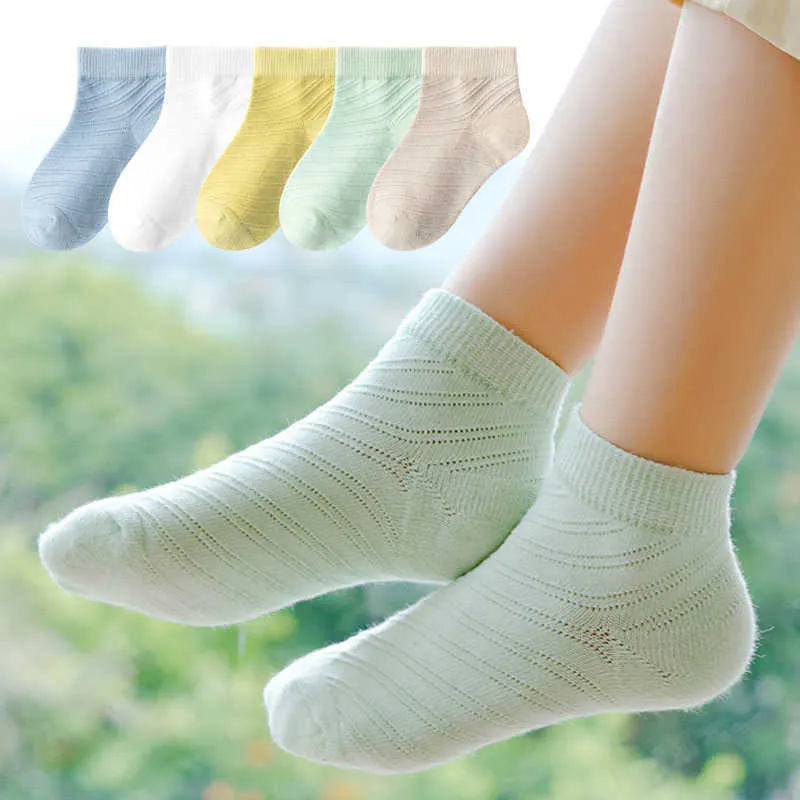 Kids Cotton Socks: Breathable Net, Soft Comfort, Solid Colors, Sizes 1 ...