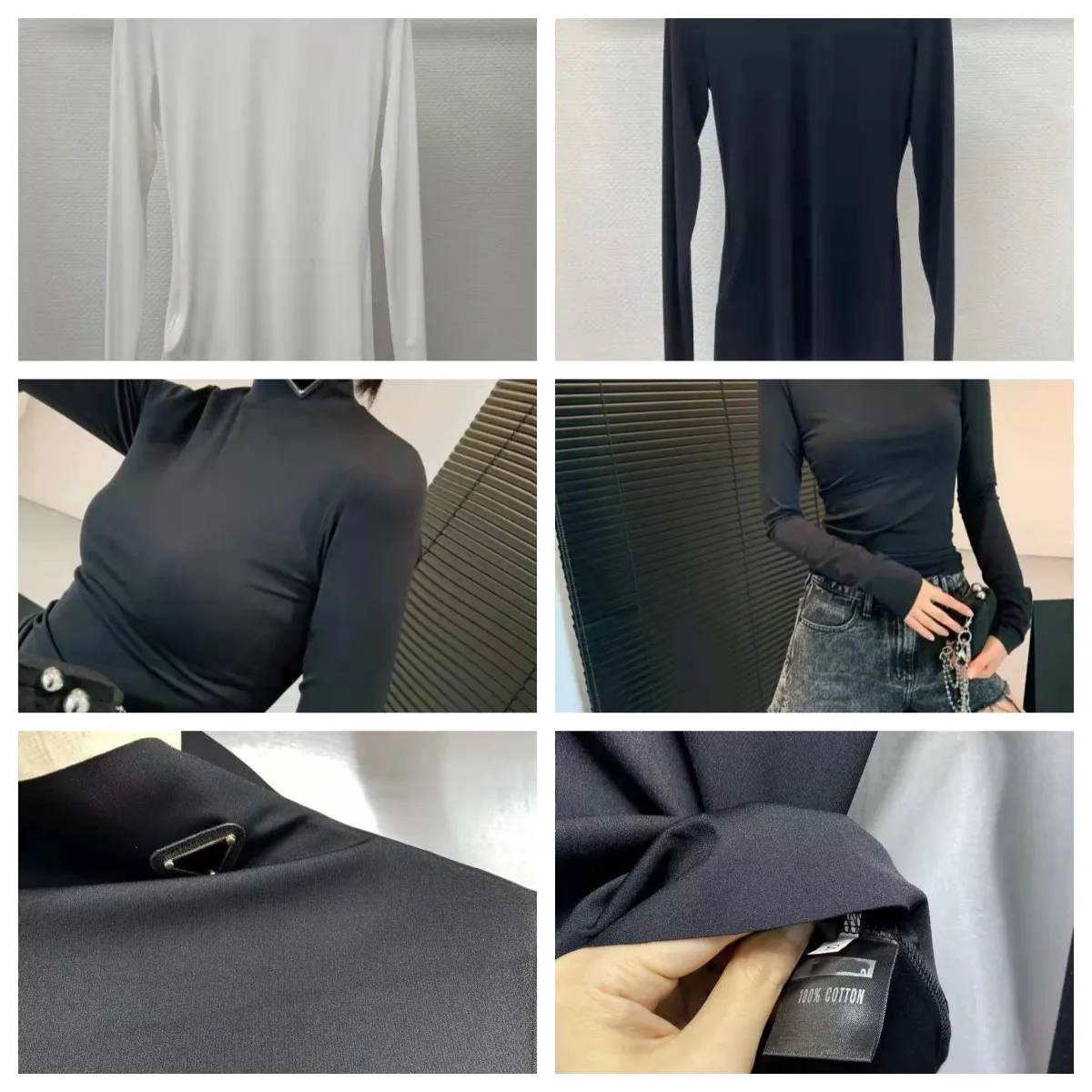 Womens High Neck High Neck Shirt With Letters Budge Fashionable Long ...