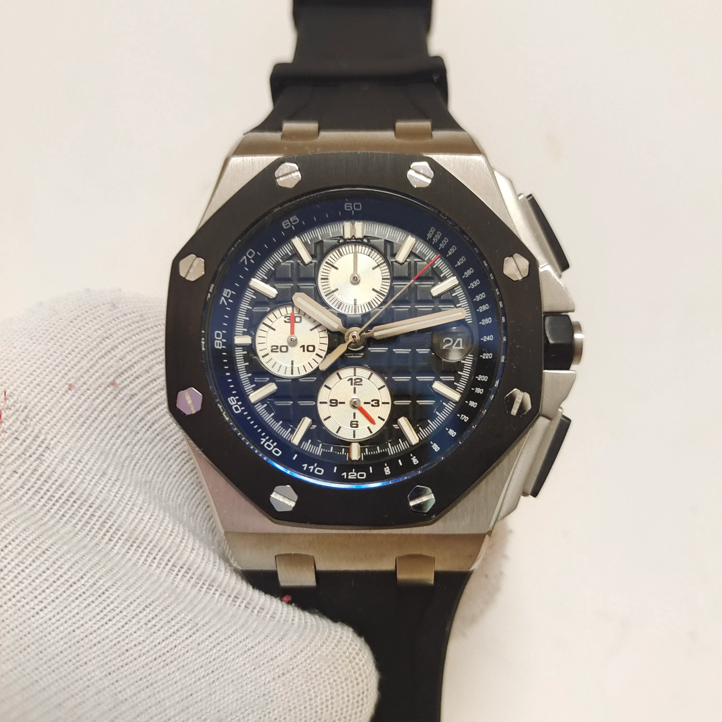 26240 Quartz Movement Mens Watches 44mm Black Dial Stainless Steel Case ...