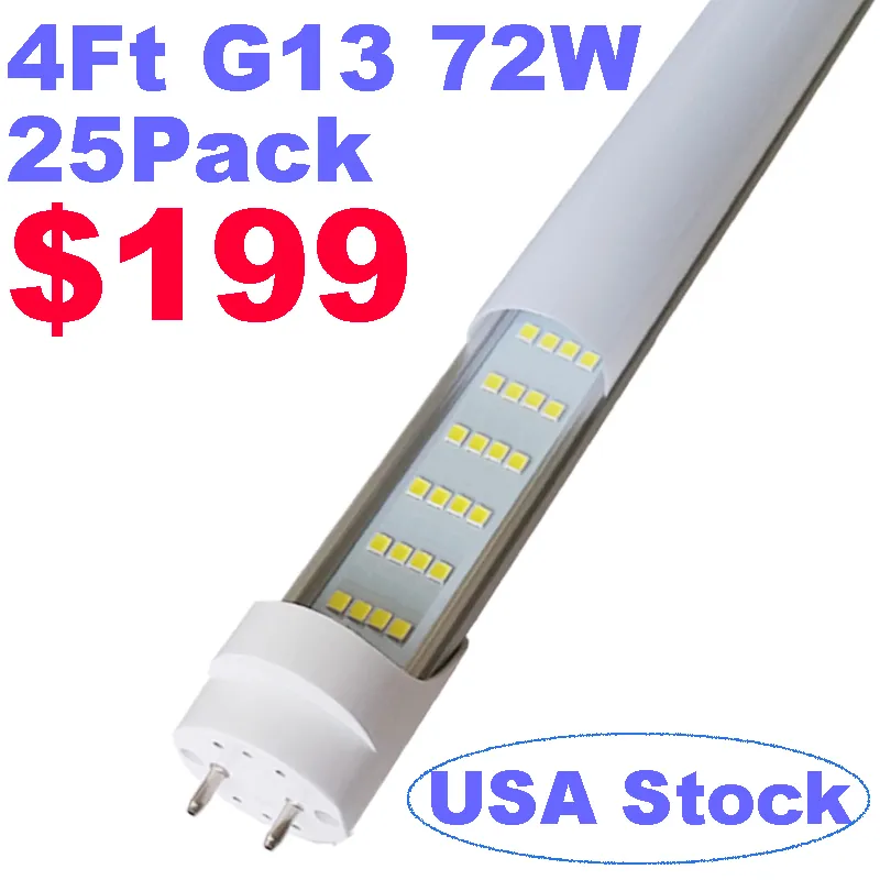 72W 4FT LED Tube Lights - 7200LM, T8 T12 Compatible, 4 Foot Fluorescent ...