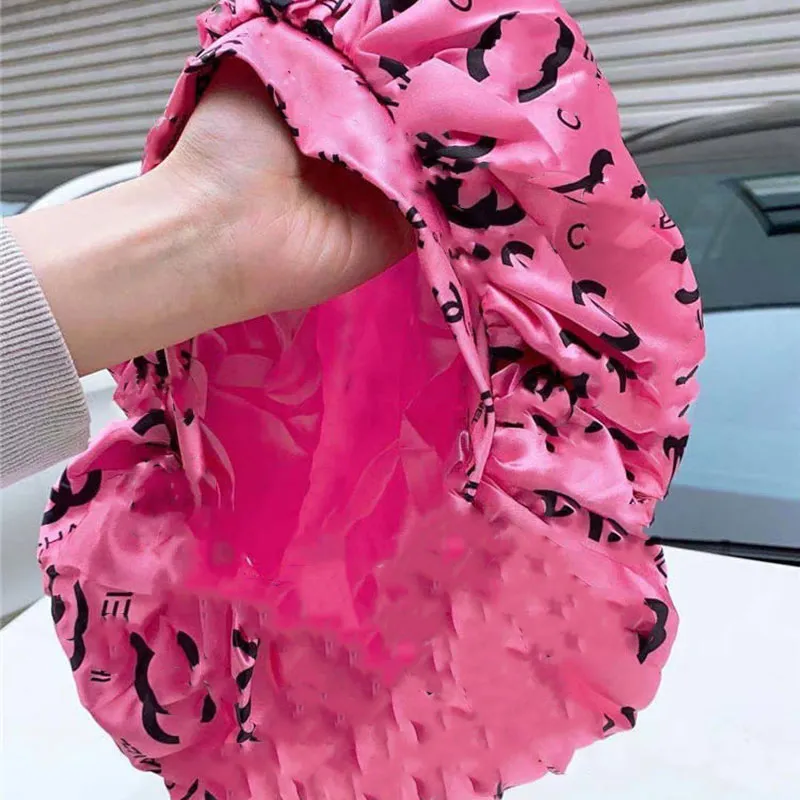 Luxury Designer Satin Silk Shower Cap With Wide Brim For Women ...