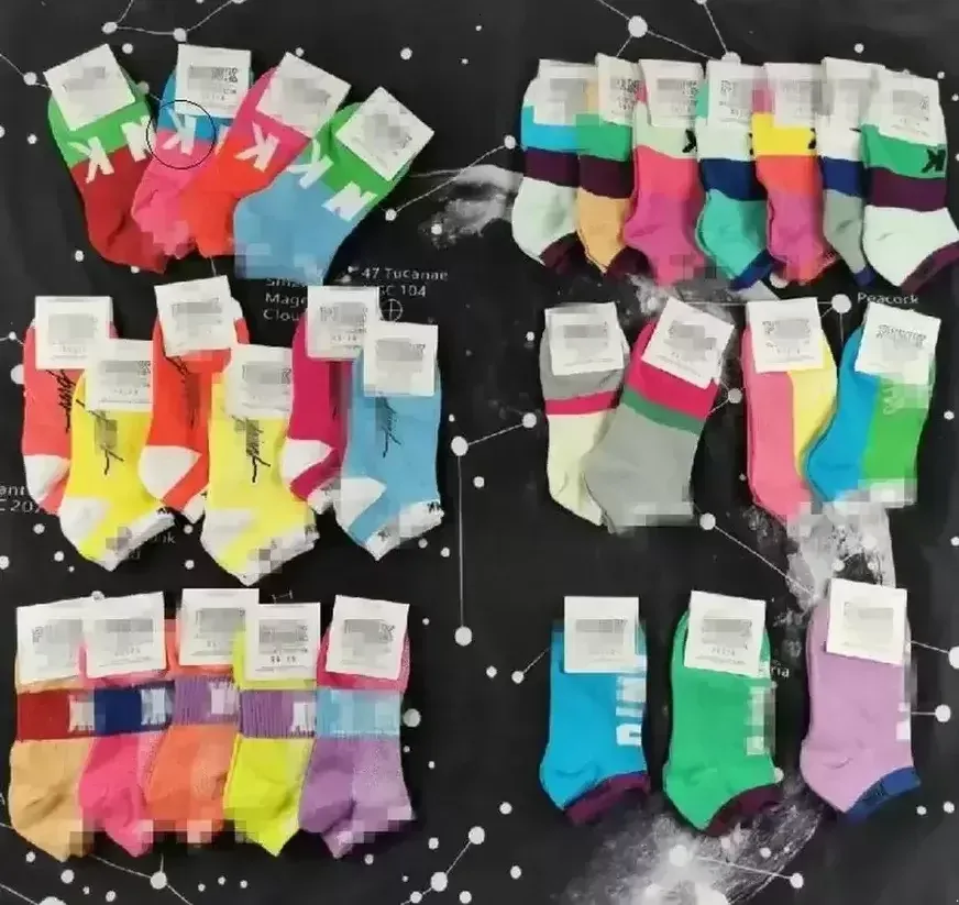 Multicolor Ankle Cardboad Tags Cheerleaders Short Sock Black/Pink ...