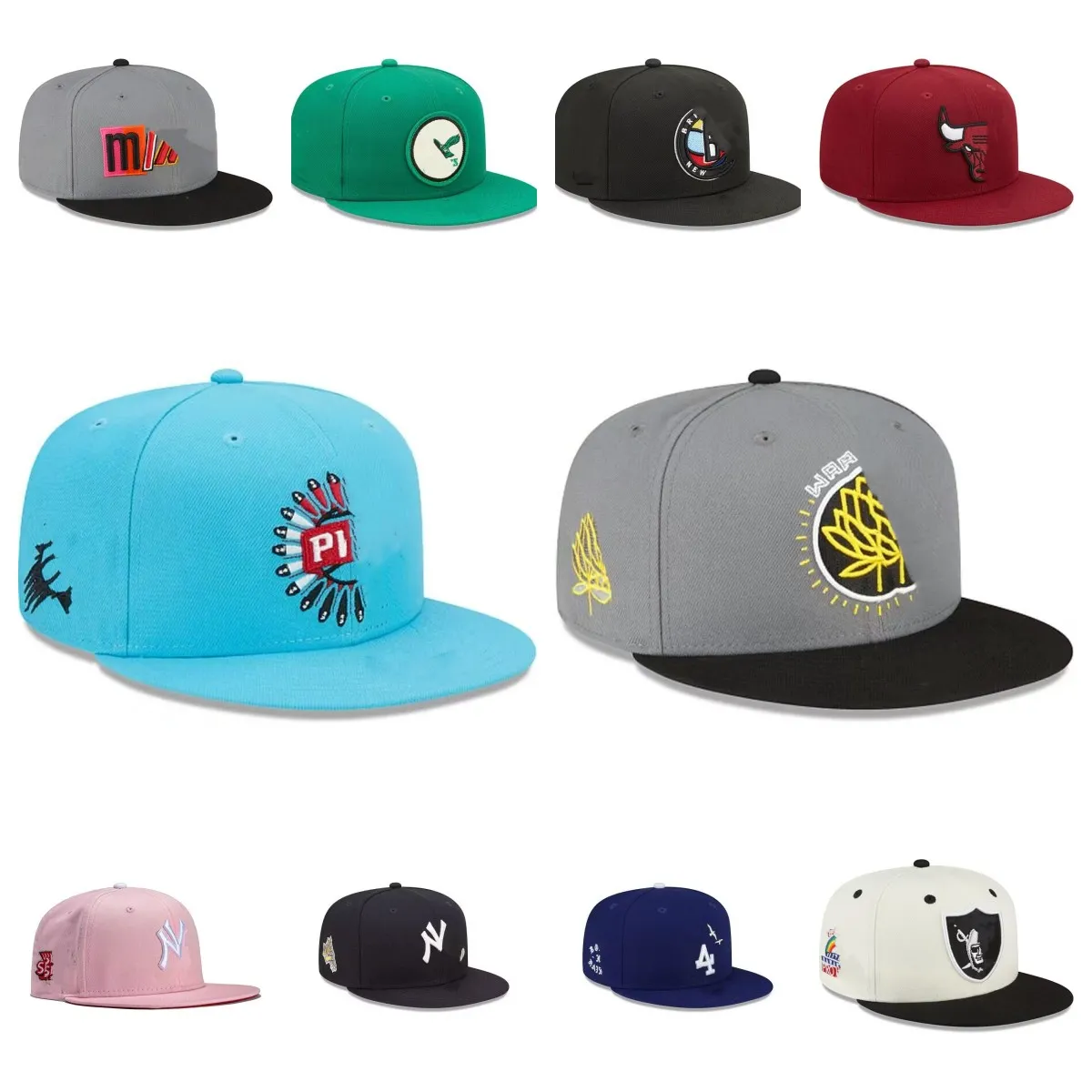 Elegante Sombrero De Borde Plano Ajustable: Ropa De Cabeza Snapback, Diseño Bordado, Gorra De ...