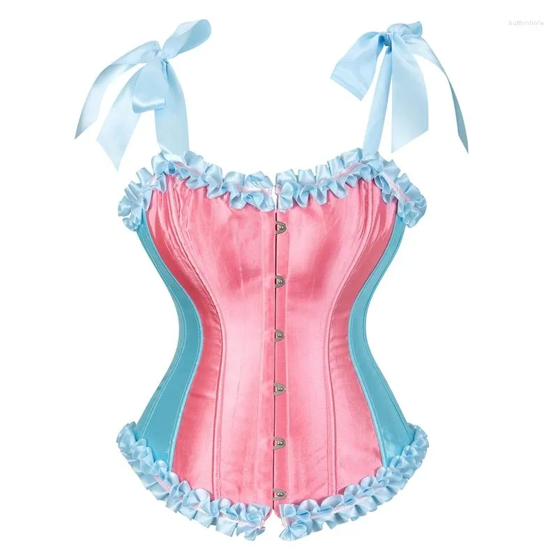 DHgate.com:Candy Color Satin Bustier Corset Ruffled Trim Sexy Underwear ...