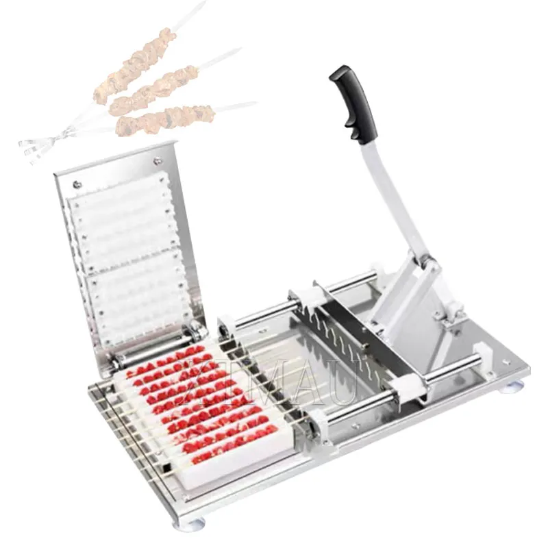 Kabob Skewer Manual Meat Skewer Machine, Stainless Steel Handheld BBQ ...