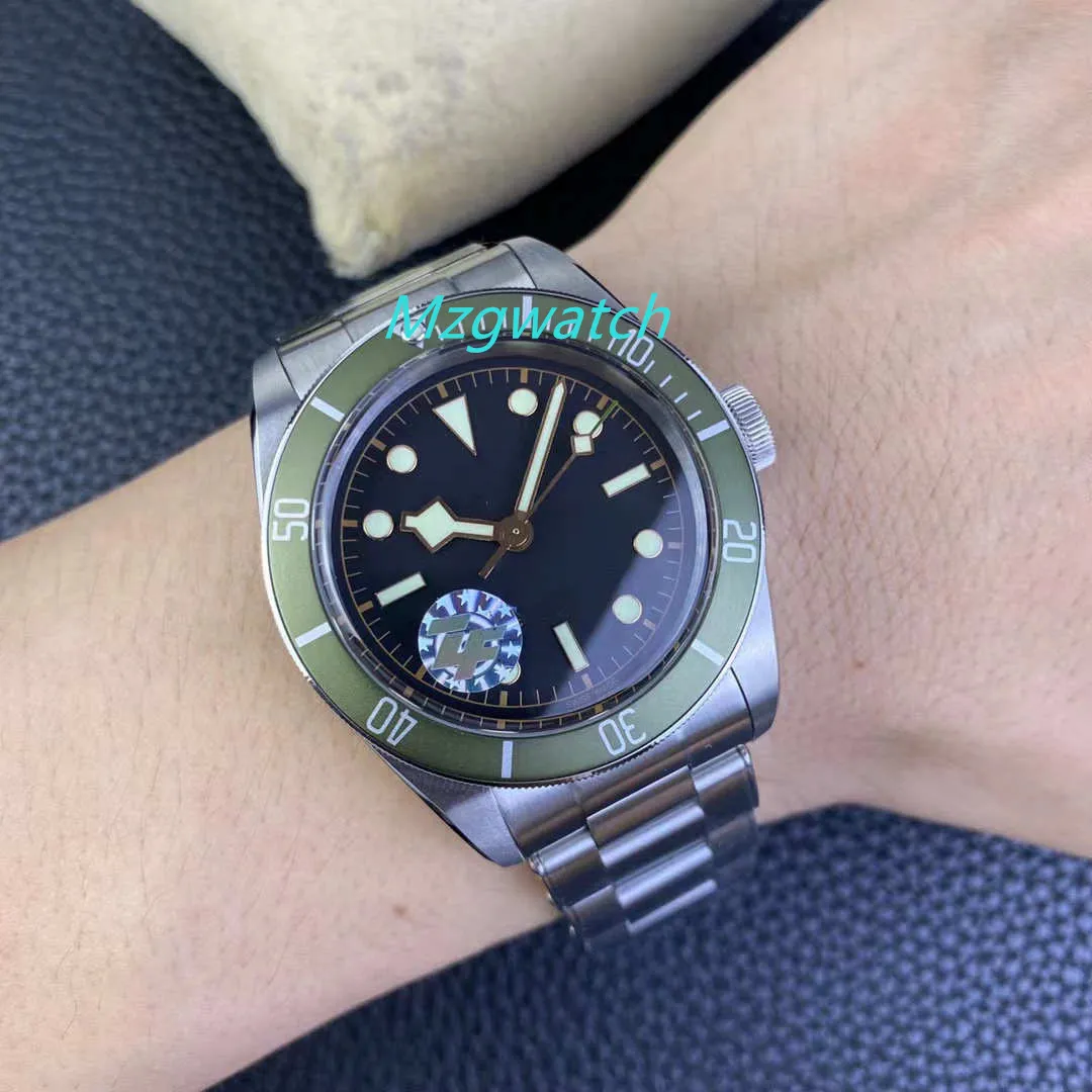 ZF Classic Men's ETA 2824 Watch Olive Green Bezel Sapphire Crystal ...