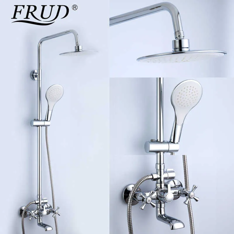 DHgate.com:Wall-Mounted Shower Faucet, FRUD Chrome 3-Function Brass Shower Faucet Set with Round ...
