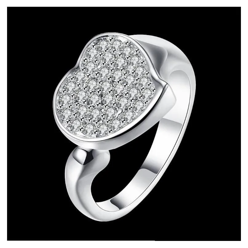 DHgate.com:925 Sterling Silver Heart-Shaped Three Stone Zircon Ring:Jewelry