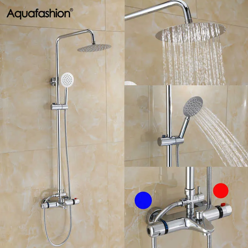 DHgate.com:Wall-Mounted Brass Shower Set with Temperature Control and ...