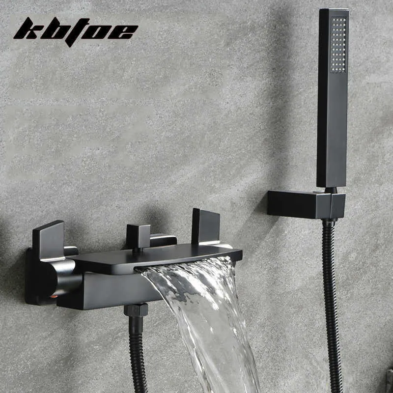 DHgate.com:Black Waterfall Shower Faucet Dual Handle Wall Mounted ...