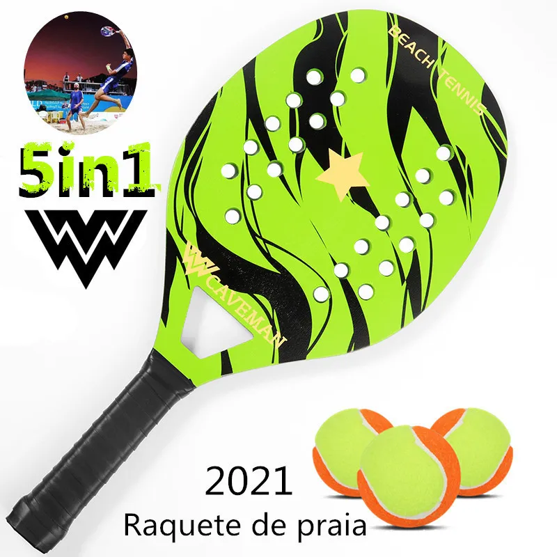 DHgate.com:Seaside High-End Wooden Beach Tennis Racket Set, 5-in-1 ...