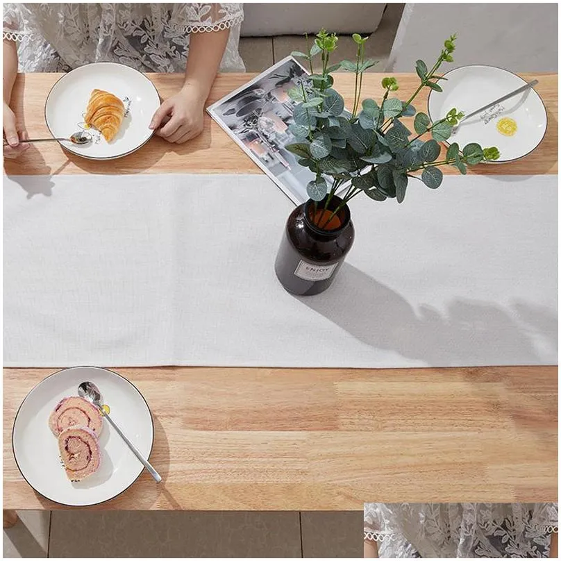 Sublimation Blank Cotton Table Runner 60 Long White Dinner Tablecloth ...