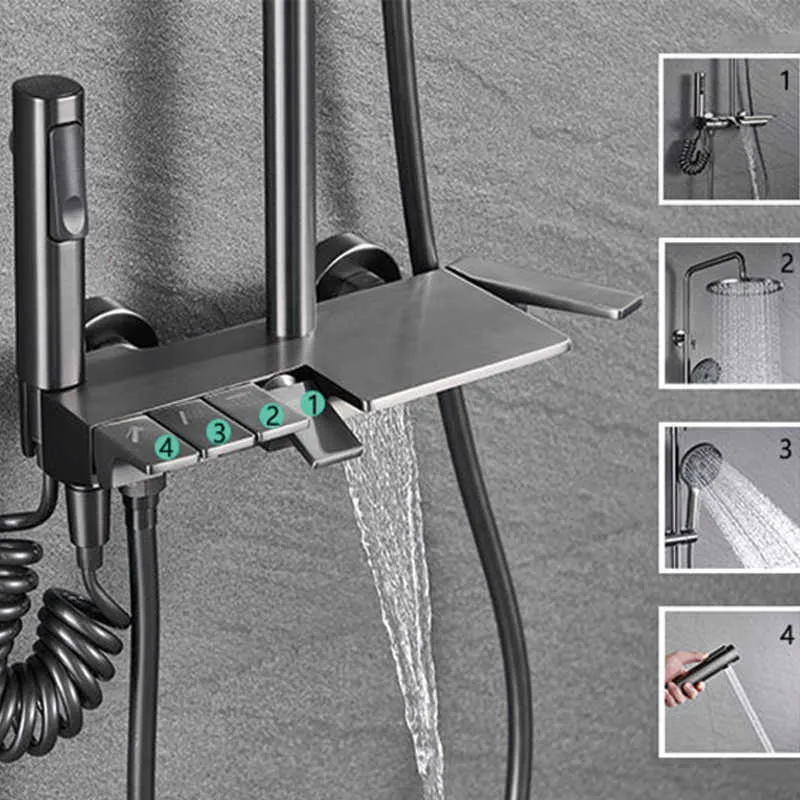 Gray Piano Key Shower Set: Premium Quality Bathroom Shower Head Set ...