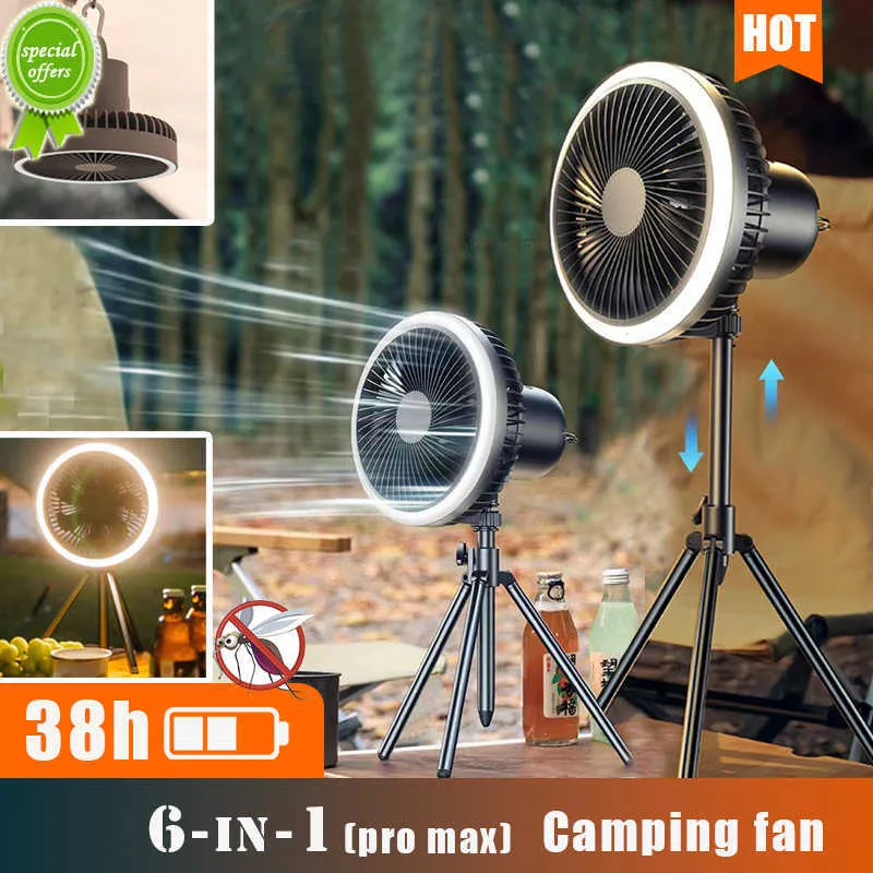 Portable Camping Fan: 14000mAh Rechargeable Fan with LED Light, Power ...