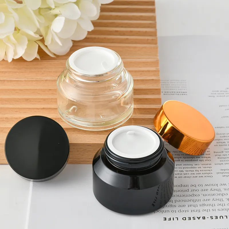 Refillable Cream Jars: 15g 30g 50g Amber & Clear Glass Cosmetic ...