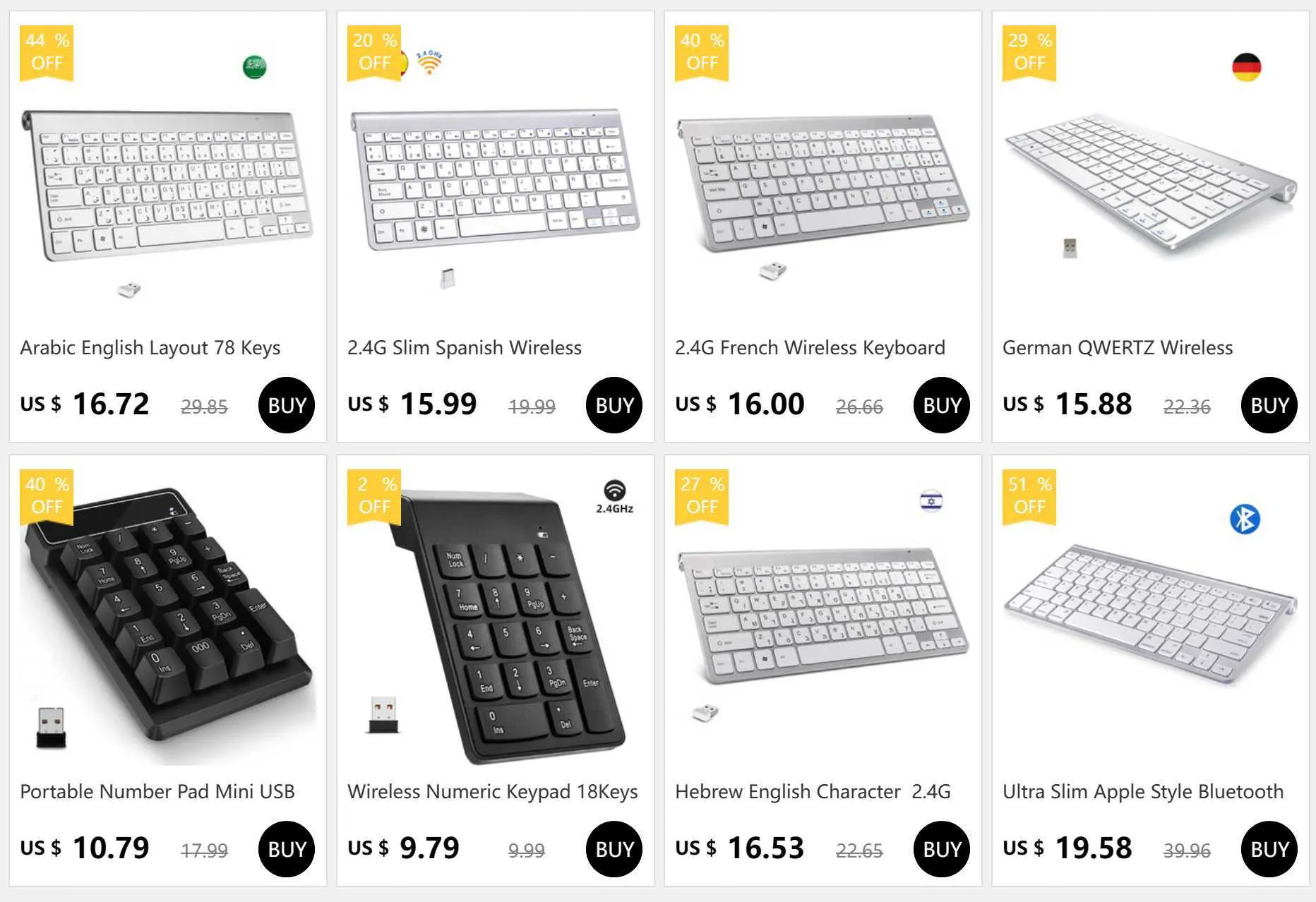 Keyboards French AZERTY Layout Bluetooth Keyboard Light Portable Slim ...