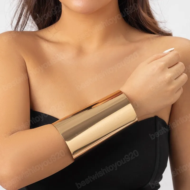 2023 Trendy African Big Bracelets: Exaggerated Large Metal Smooth Surface Open Cuff Bangles For ...
