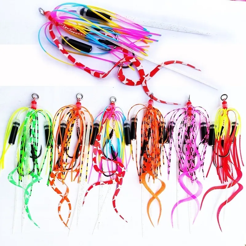 Snapper Skirt Jig Hooks: Silicone Rubber Lure with Bell, Sea Fishing ...