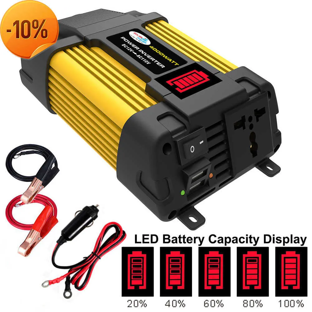 6000W LED Car Power Inverter With Voltage And Capacity Display Dual USB ...