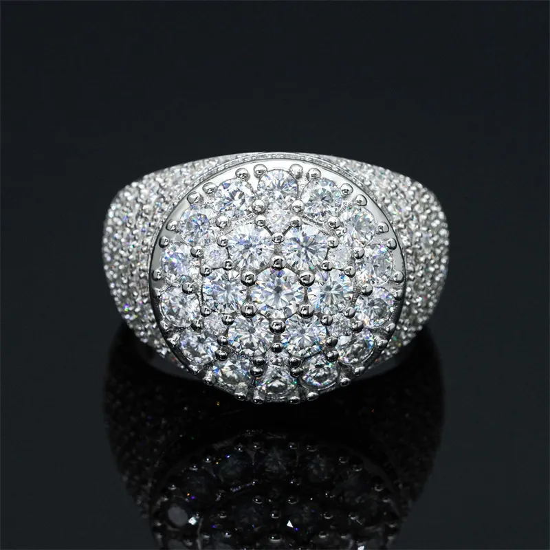 Mens Moissanite Ring: 925 Sterling Silver, VVS Clarity, Diamond-Test ...