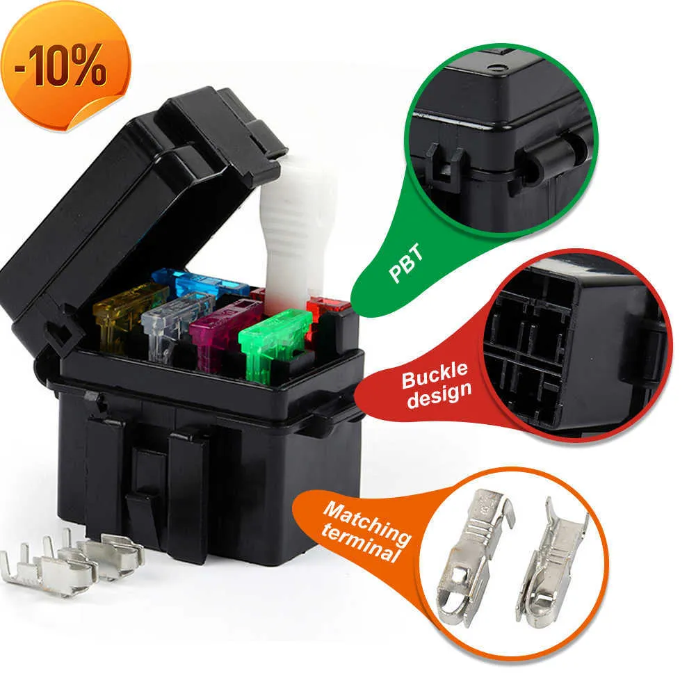 4 Way Fuse Holder Box With Relay Socket For Trucks, SUVs, Trailers, And ...