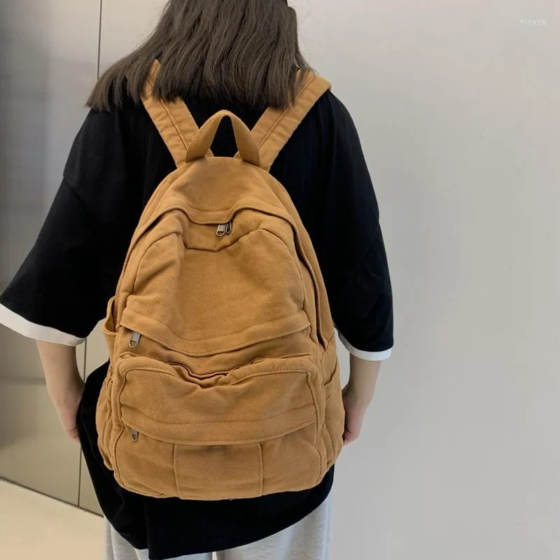 Vintage Canvas Backpack - Durable Travel Backpack, Multi-Pocket School ...