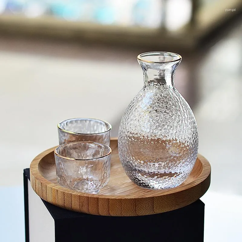 Japanese Sake Jug Set With Modern Glass Hip Flask, Wine Glasses ...