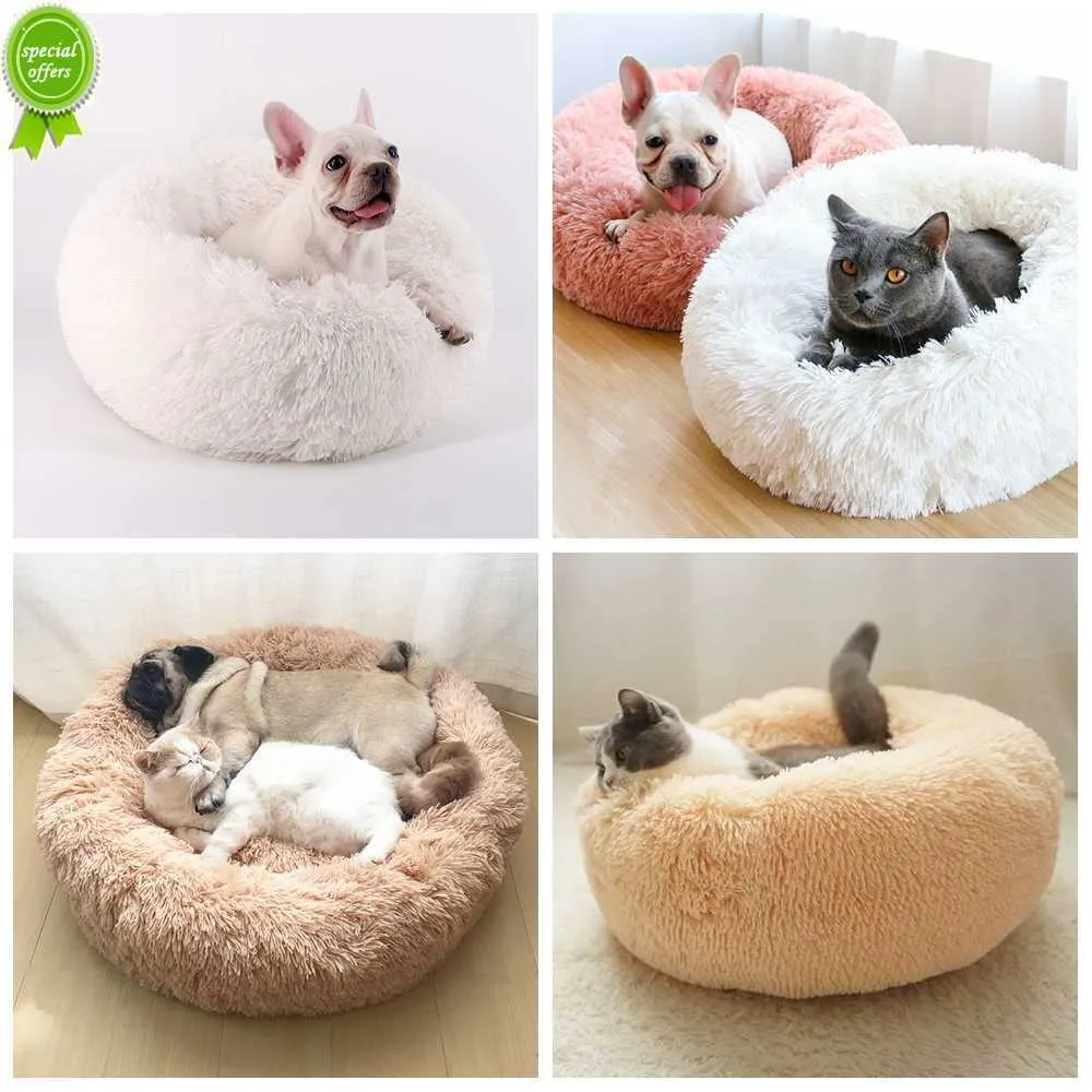 DHgate.com:Calming Round Cat Bed | Anti-Anxiety Marshmallow Fleece Pet ...