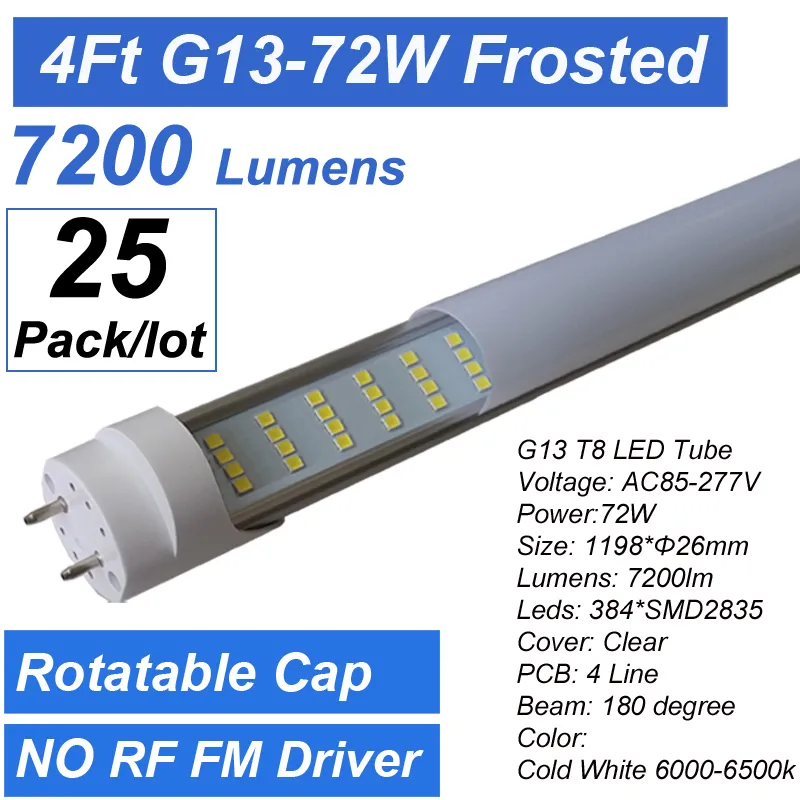 4 Row 8Ft 4FT 72W Cooler Door Led Tubes Frosted Milky Cover T8 ...