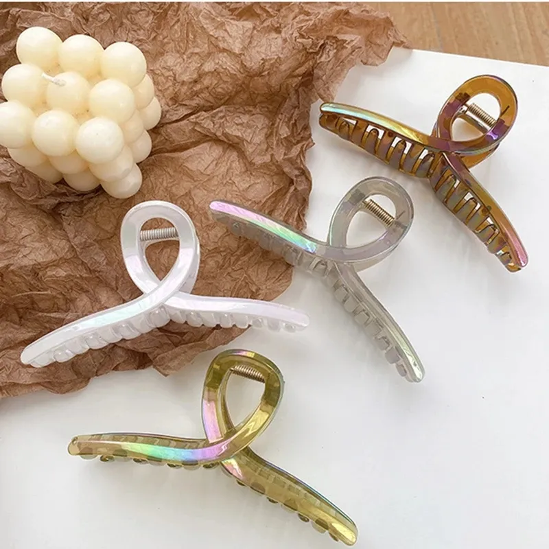DHgate.com:6cm Oversized Transparent Jelly Cross Claw Hair Clips:Jewelry