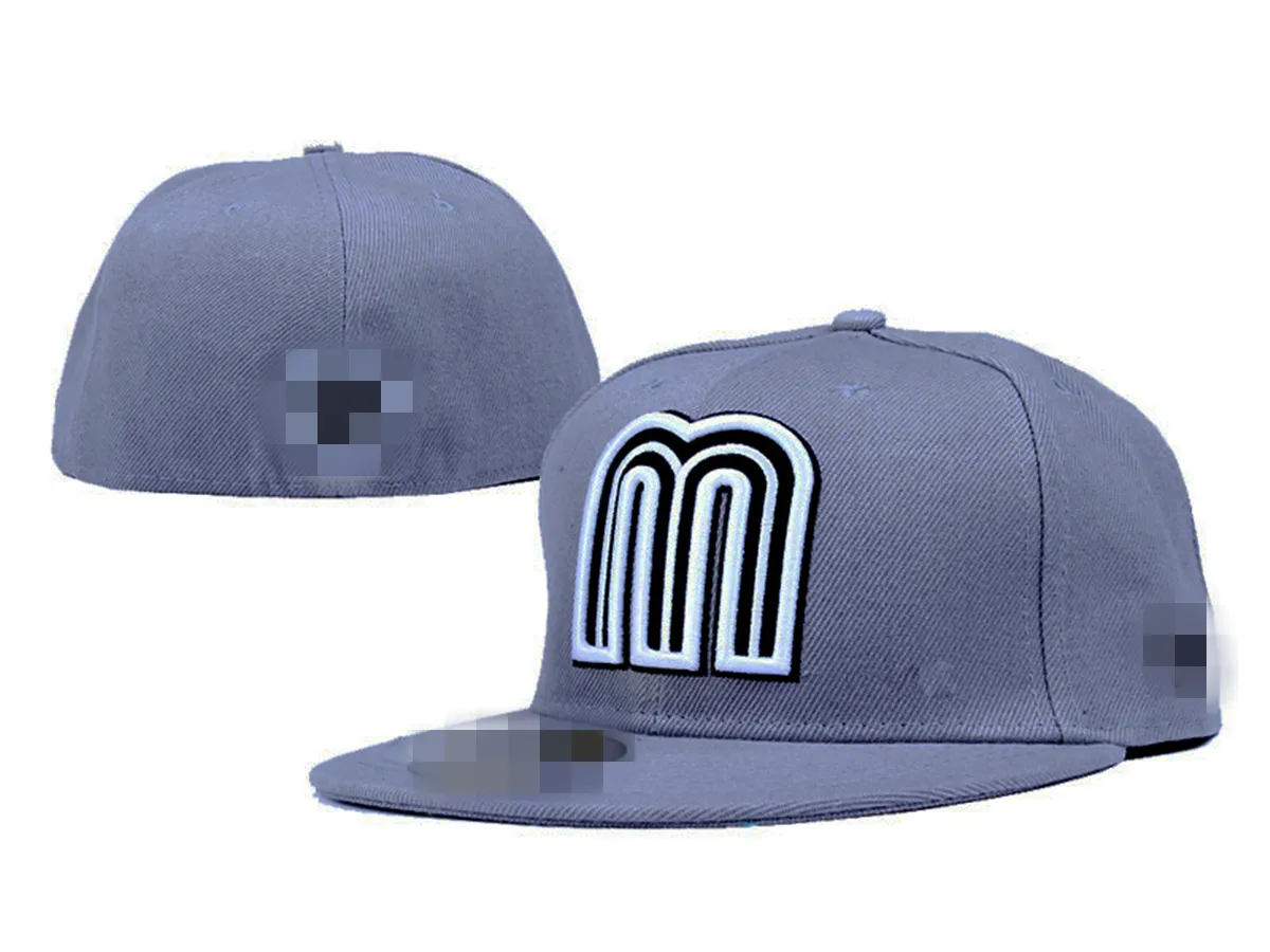 2023 Mexico Letter M Fitted Cap Geek Hip Hop Size Baseball Hats For Men ...