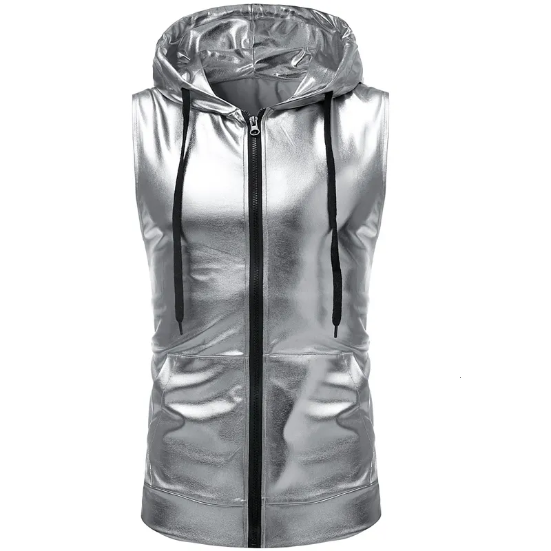 Mens Club Clothing Shiny Silver Metallic Tracksuit Set: Hooded T Shirt ...