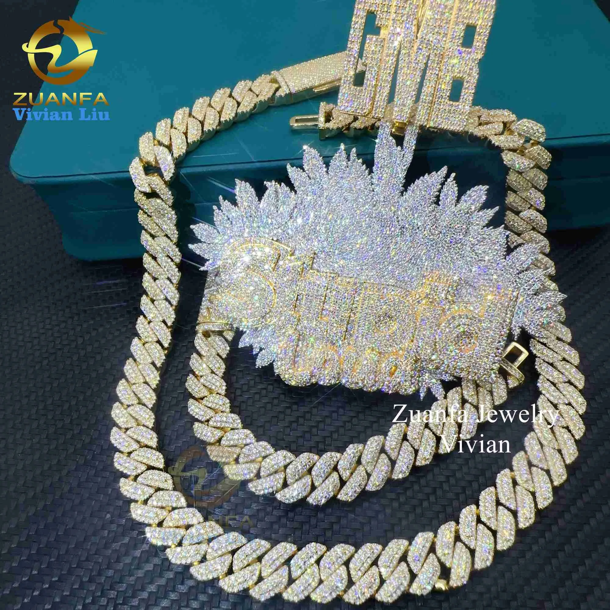 Hip Hop Iced Out Moissanite Pendant In 925 Sterling Silver For Jewelry ...