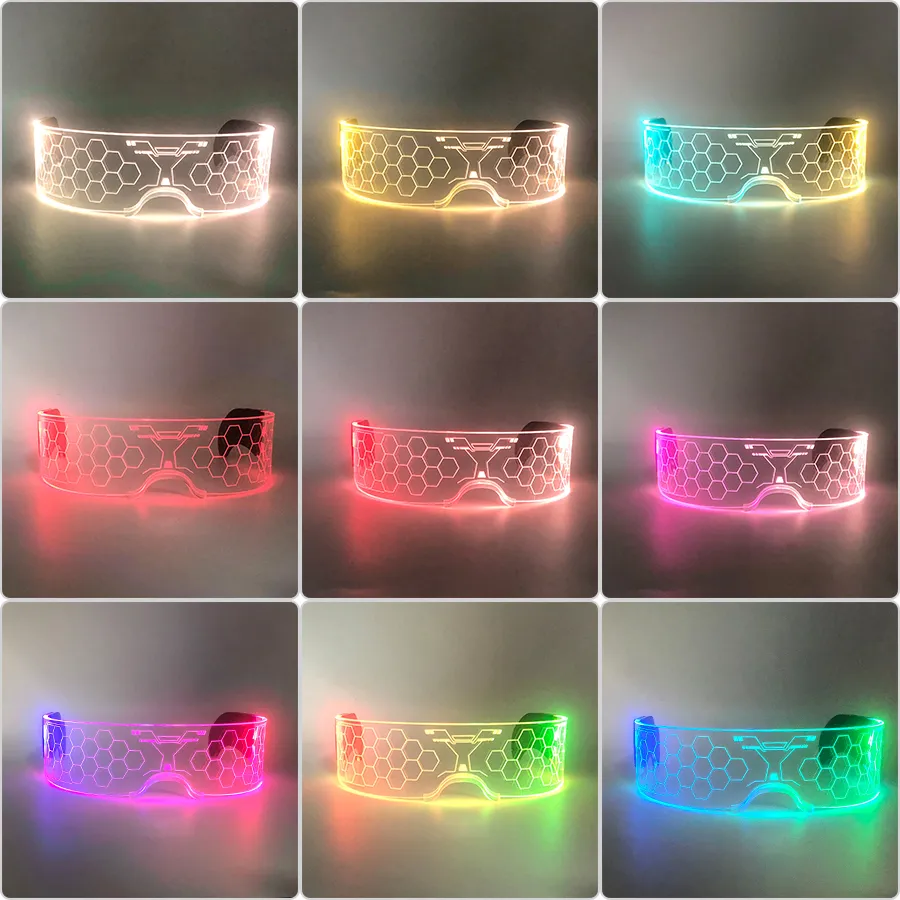 LED Neon Glasses Light Up Goggles Colorful Flashing Plastic Rave Party ...