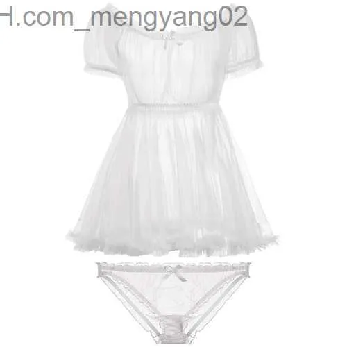 Sheer See Through Nightgown With Thong Sexy Summer Transparent Lace ...
