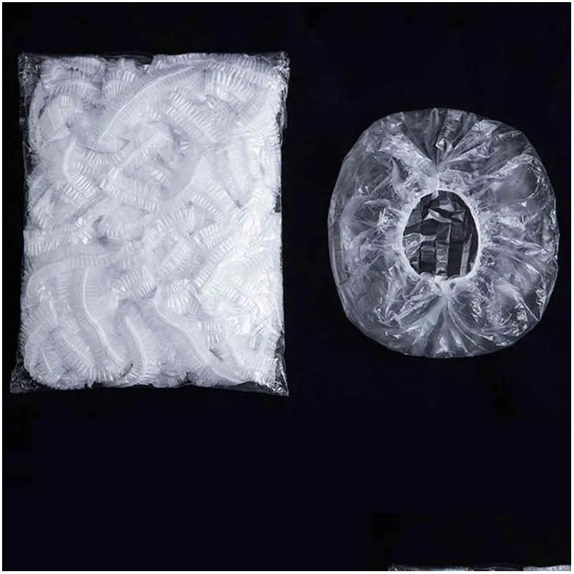 DHgate.com:Clear Disposable Shower Caps 100 Pack Plastic Waterproof ...