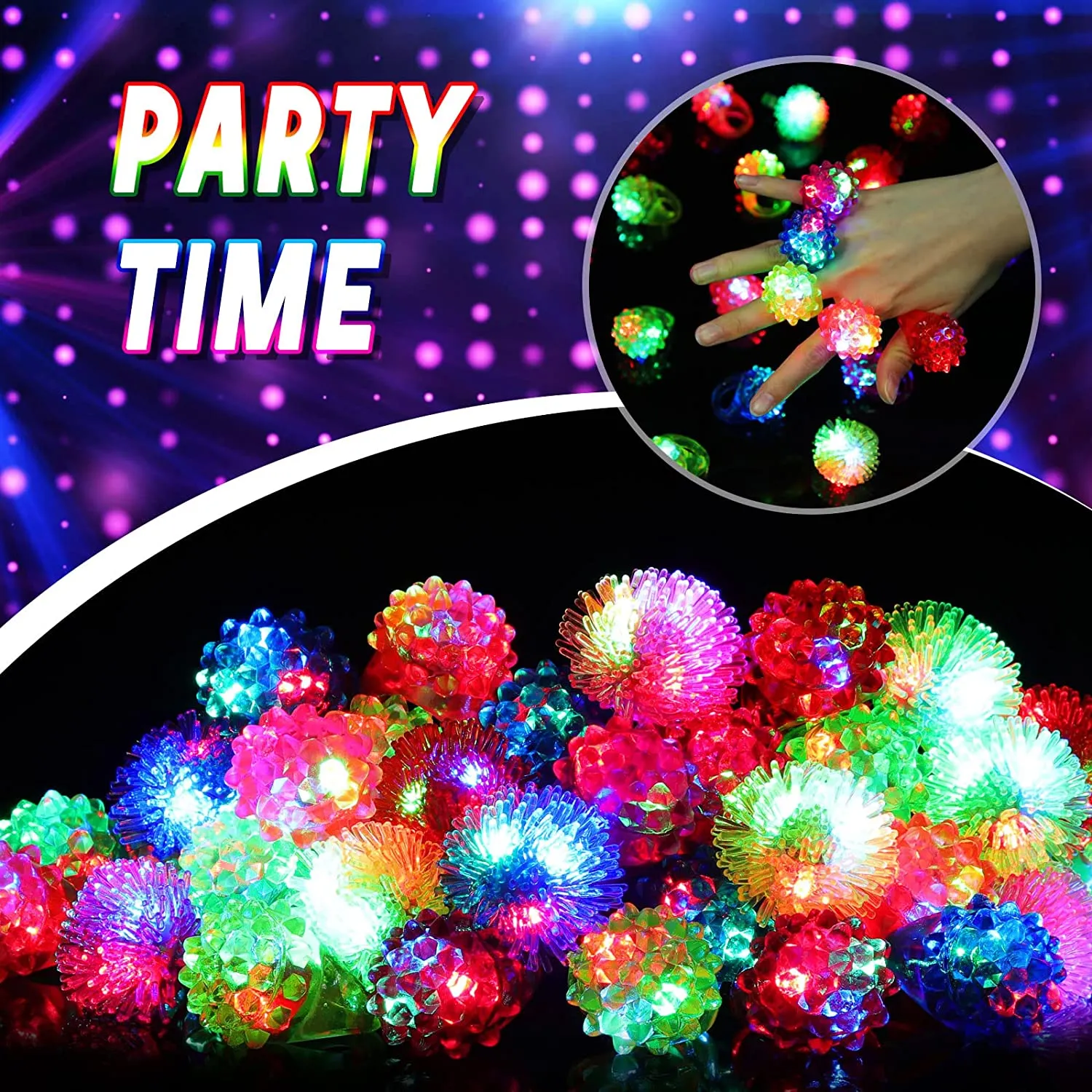 Light Up Rings Bulk - LED Flashing Bumpy Jelly Rings, Glow in the Dark ...
