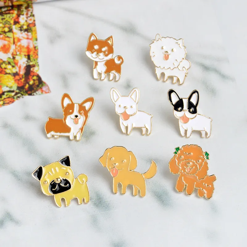Enamel Poodle Pomeranian And Corgi Bulldogs Corgi Brooch Unique Lapel ...