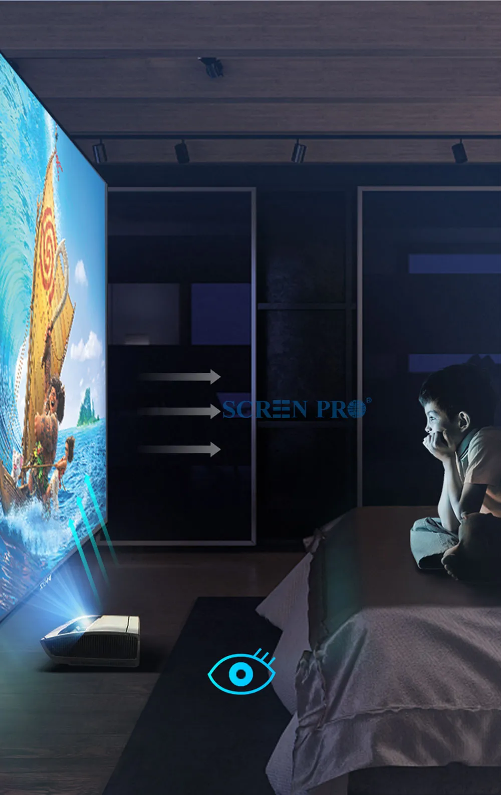 100 Inch ALR Projector Screen 90% Anti Light Blackout Cloth For 4K/8K ...