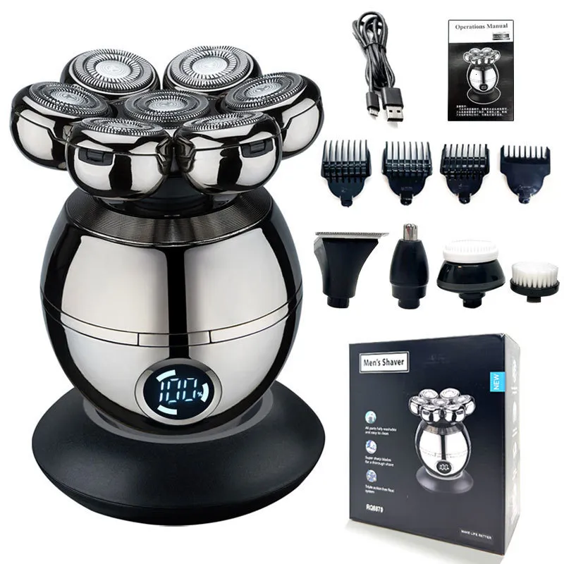 5 In 1 Electric Head Shaver: IPX5 Waterproof Bald Men's Razor With 7D ...