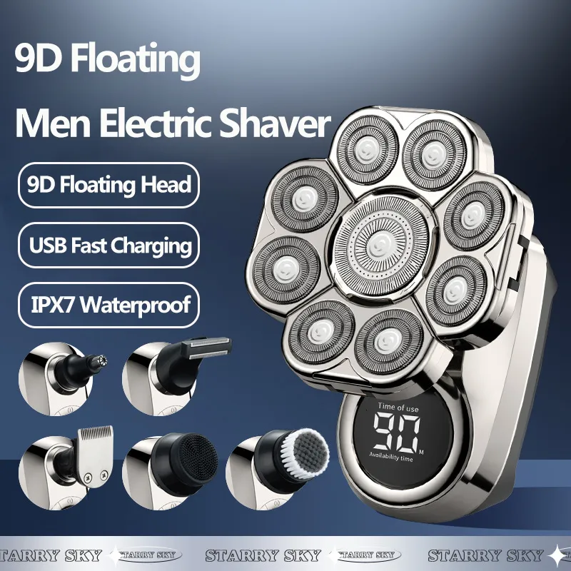 Electric Shavers For Bald Men 9D Electric Head Shaver, Nose Hair ...