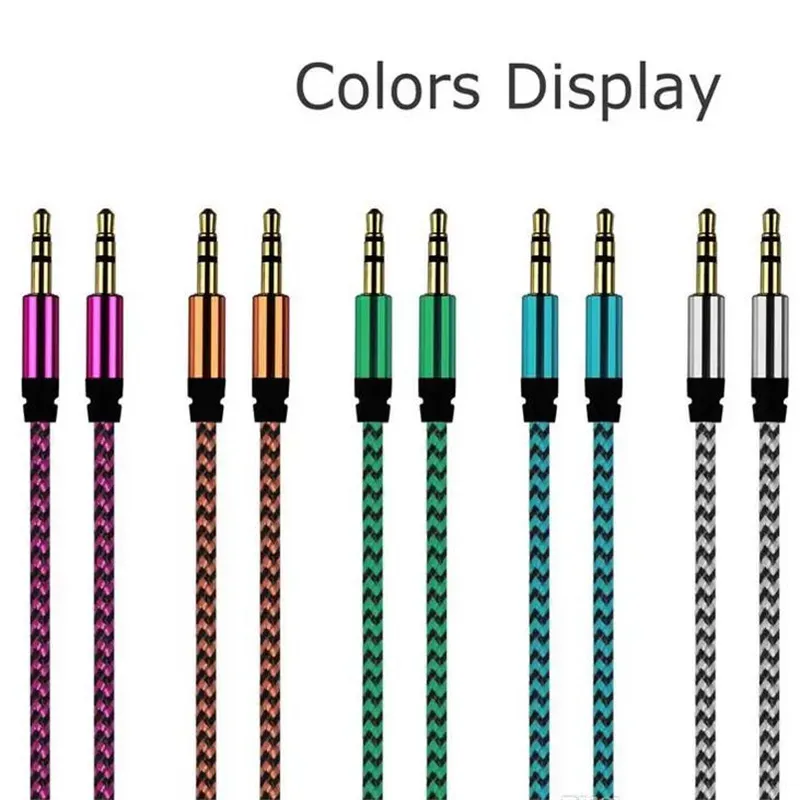 Nylon Braided 3ft AUX Extension Cable with Male Stereo Jack for ...