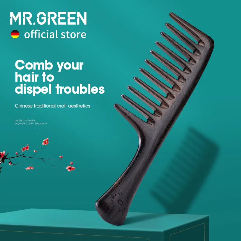 DHgate.com:MR.GREEN Natural Wooden Wide Tooth Comb for Wet Hair ...