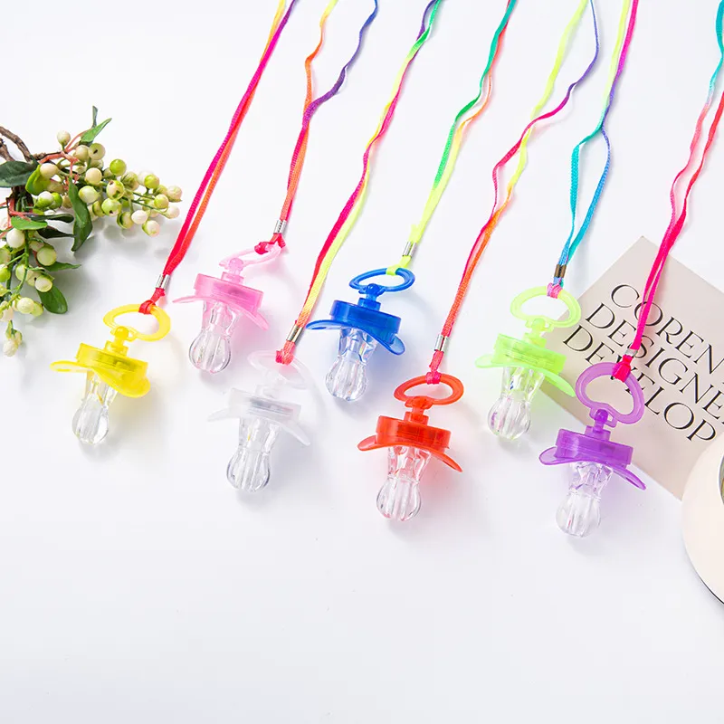 DHgate.com:Colorful LED Pacifier Necklace with Soft Light, Whistle, and ...