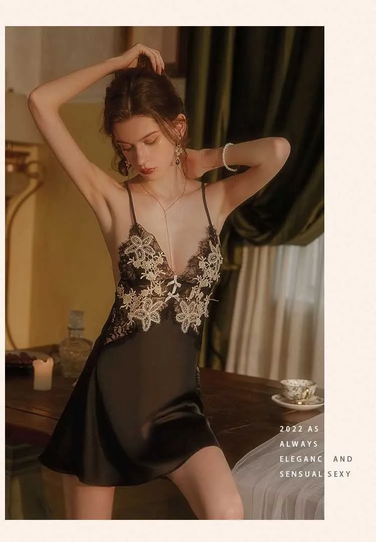 Sexy Pyjamas For Women Silky Lace Slip Dress Lightweight Summer 9259