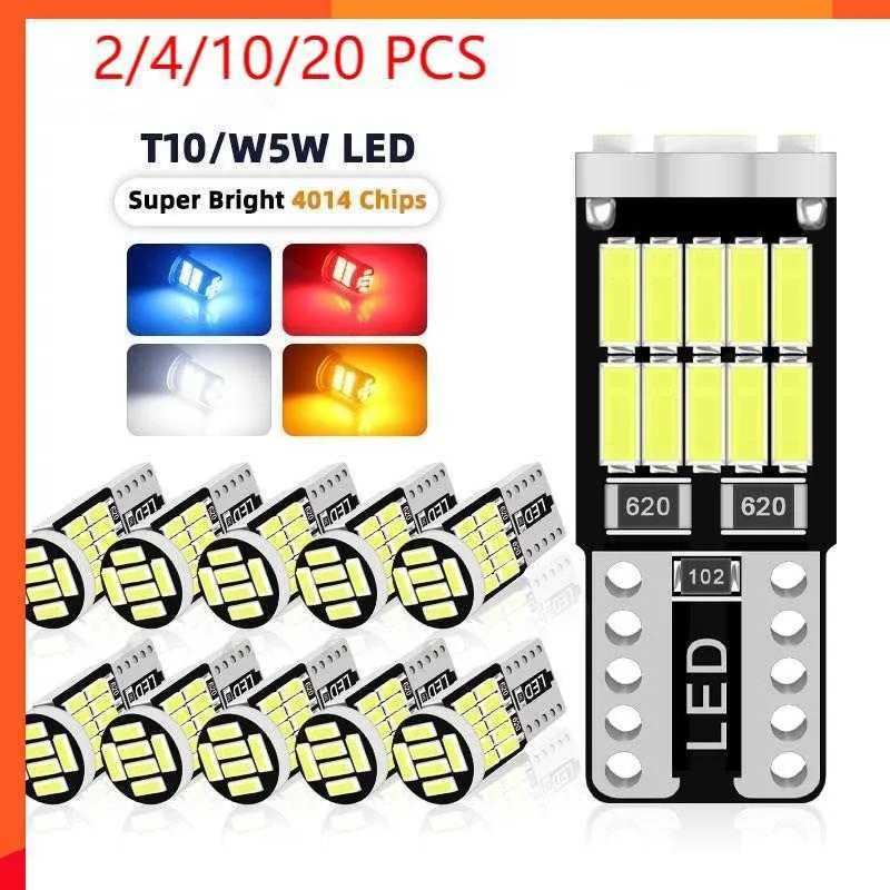 T10 LED Bulbs - Error Free Canbus W5W 194 501 - Ultra Bright 26 SMD 4014 Chip Pure White Car ...