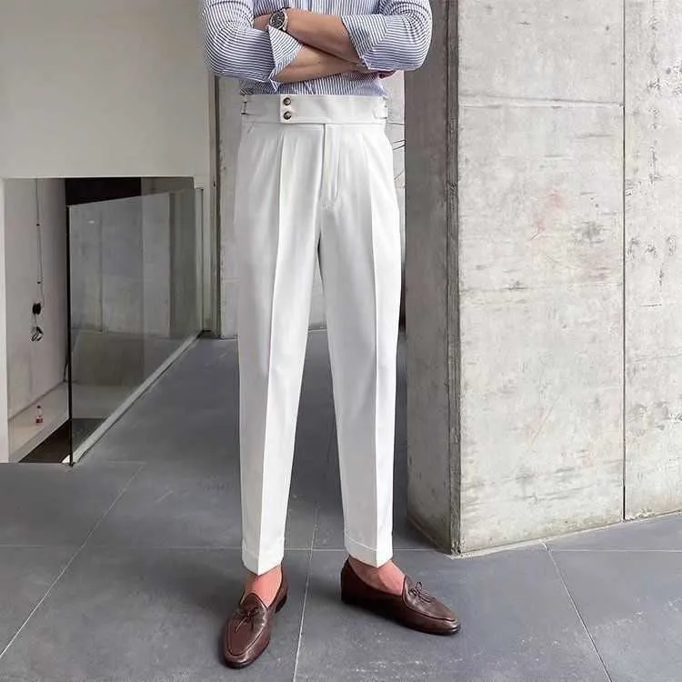 British High Waist Straight Office Pants Men Formal Italian British High Waist Straight Office Pants Men Formal Italian