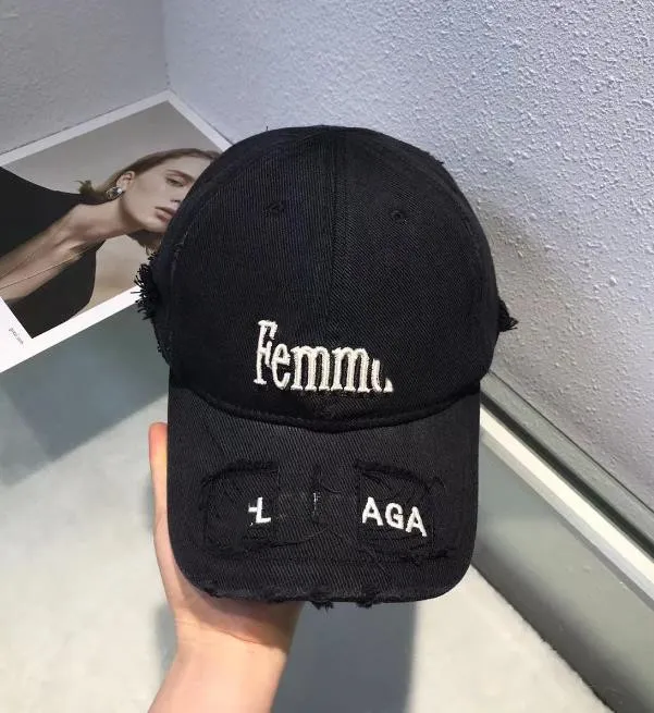 Ripped Side Letter Cowboy Old Style Baseball Caps Soft Top For Women ...