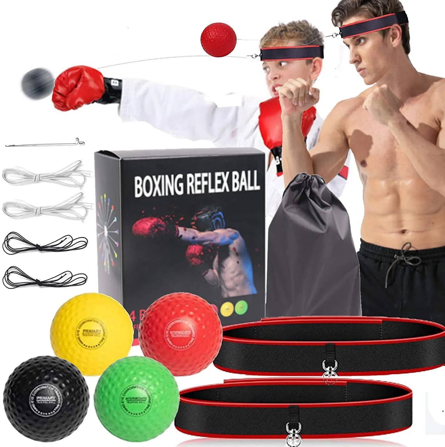 Boxing boxing reflex ball Set with Headbands - Ideal for Speed Hand Eye ...