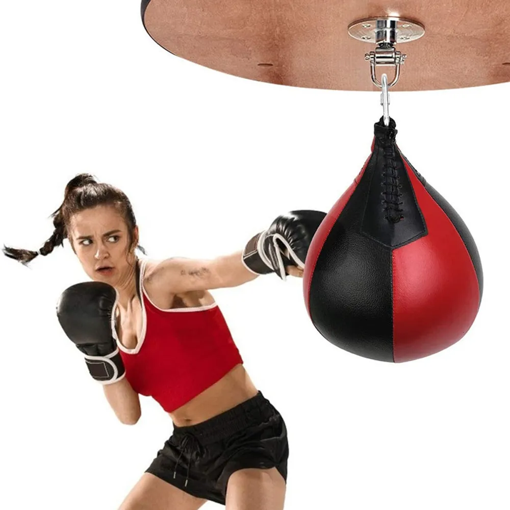 Punching Ball PU Leather Boxing Bag Inflatable Reflex Fight Speed Ball ...